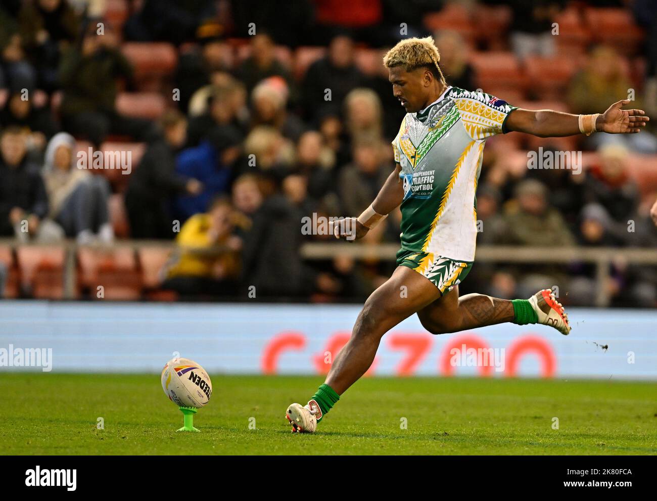 Leigh, United Kingdom. 19th Oct, 2022. Rugby league world cup 2021. Wales V Cook Islands. Leigh ...