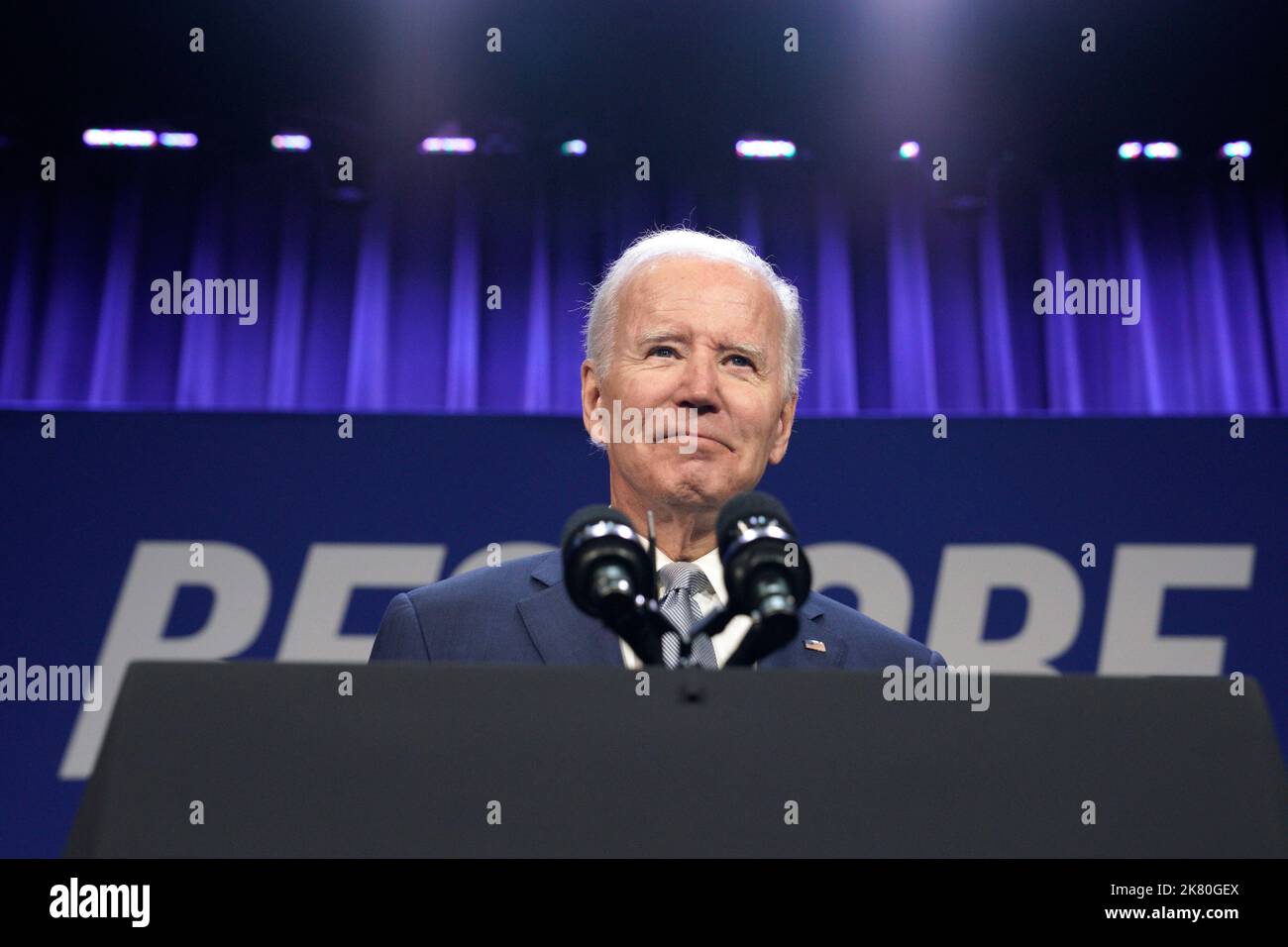 United States President Joe Biden delivers remarks at a political event ...