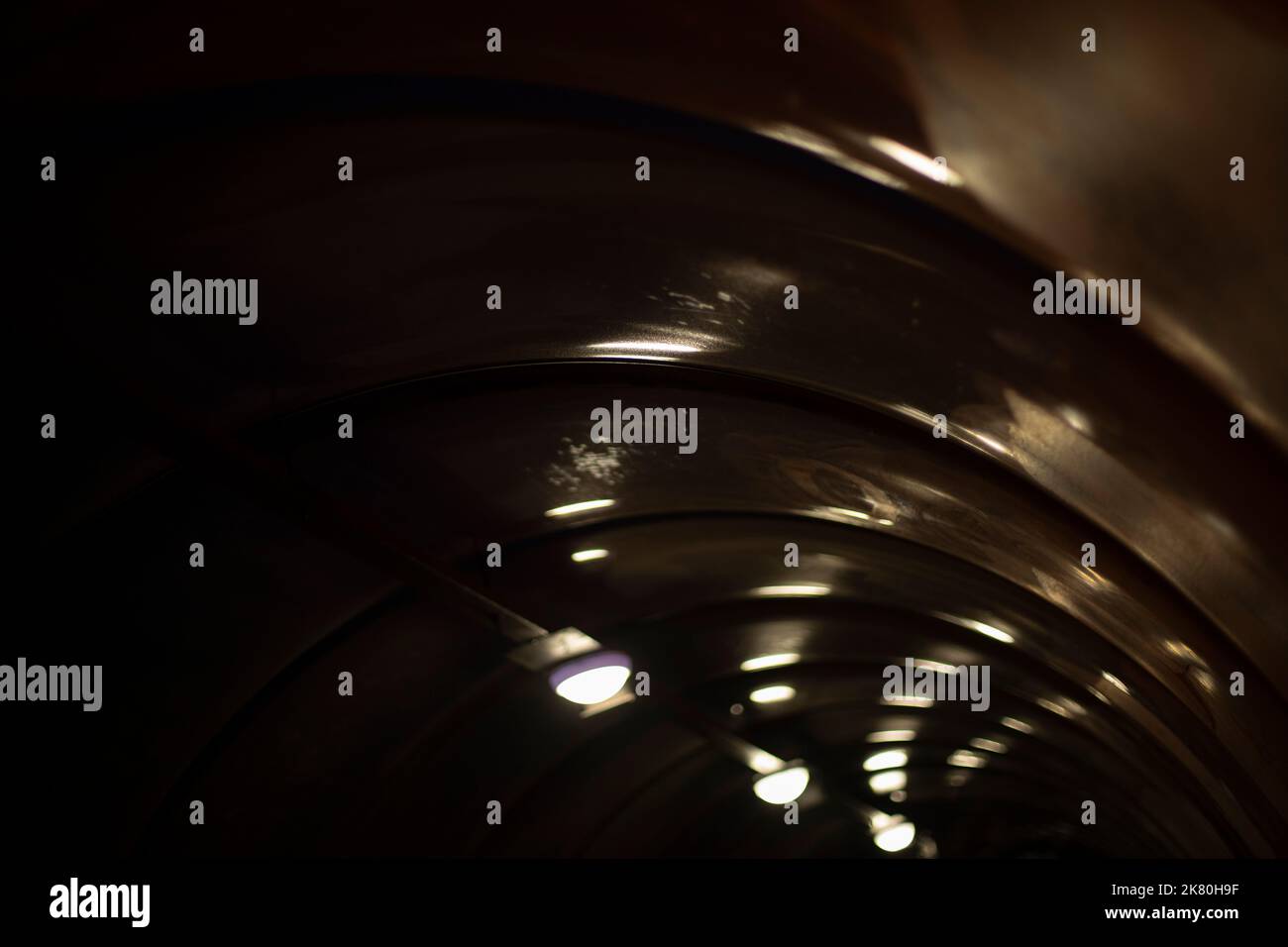 Wave of light on surface. Lights on dome. Defraction of light ...