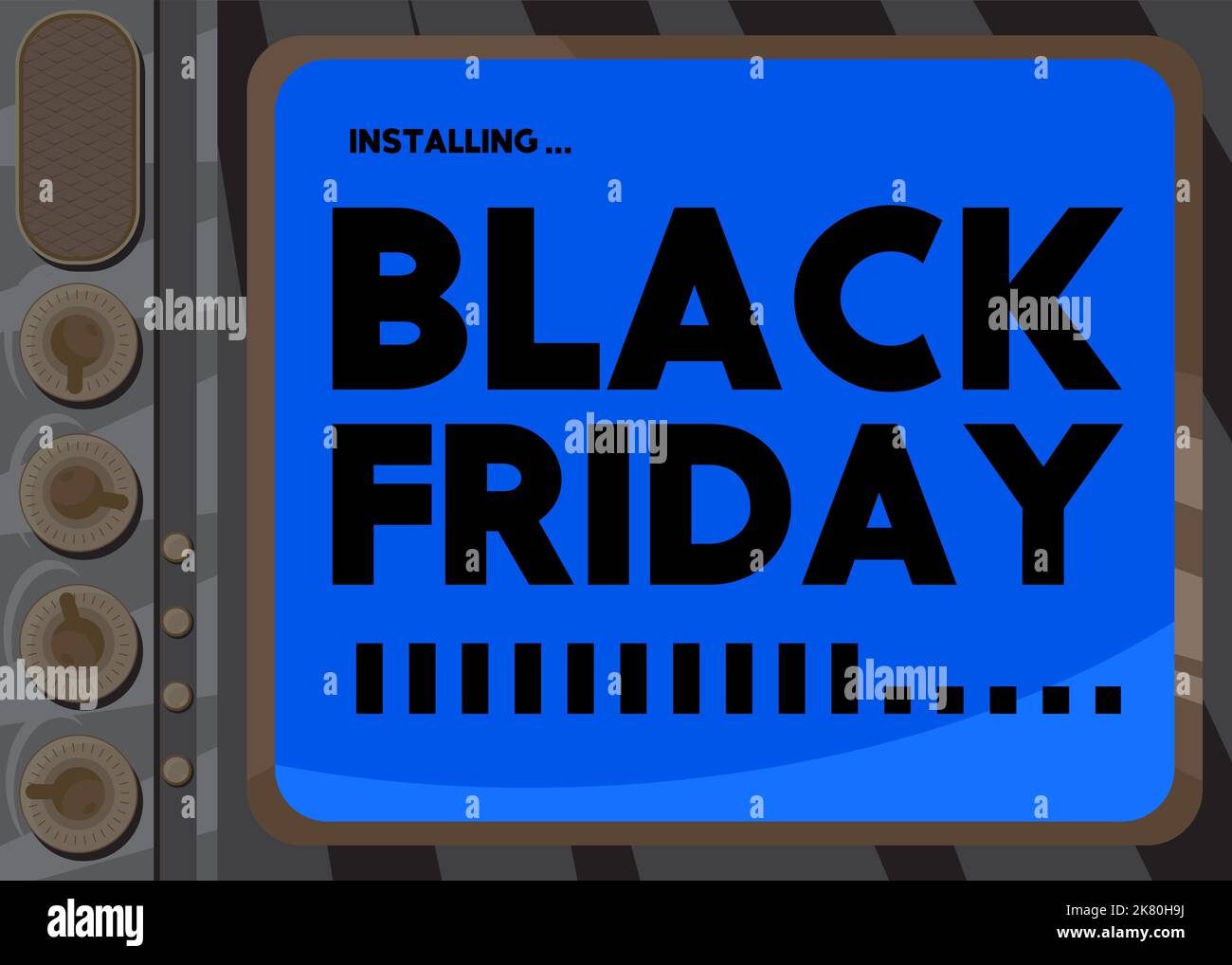 Cartoon Computer With the word Black Friday. Message of a screen ...