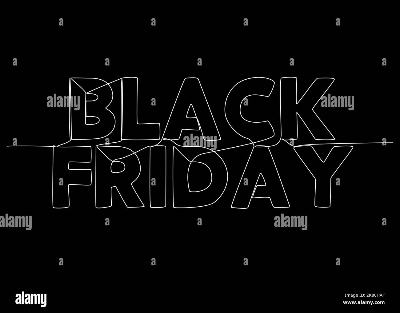 One continuous line of Black Friday Thin Line Illustration vector ...