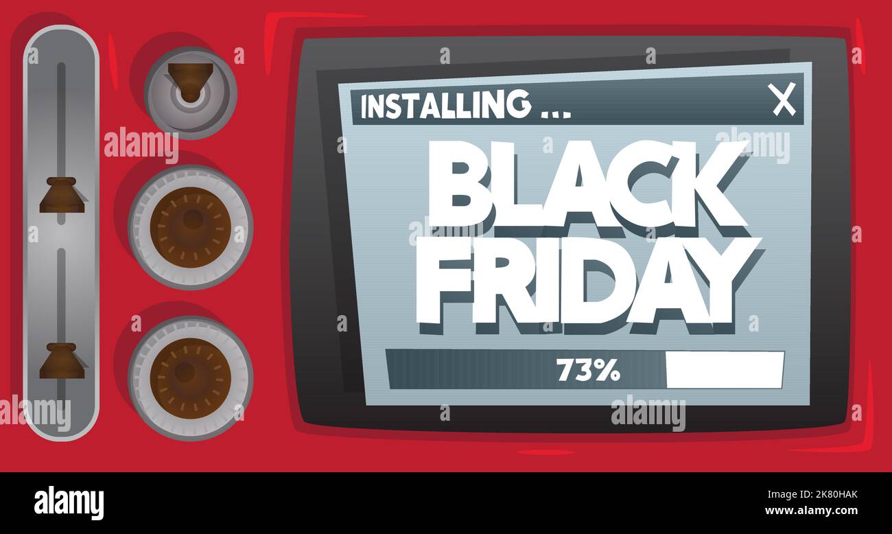 Cartoon Computer With the word Black Friday. Message of a screen ...