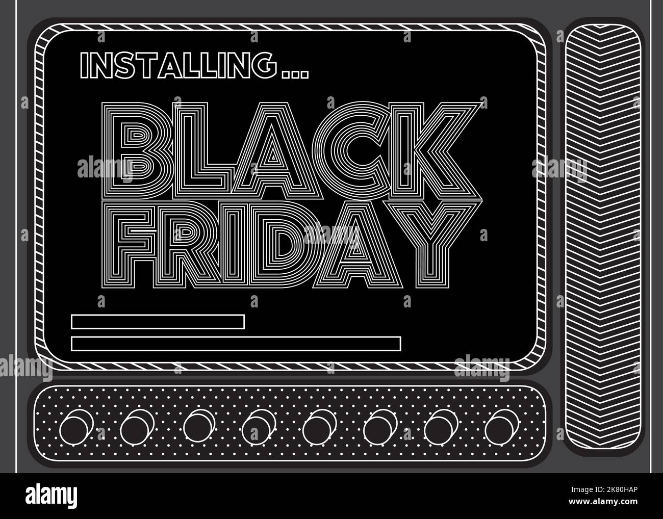 Cartoon Computer With the word Black Friday. Message of a screen ...