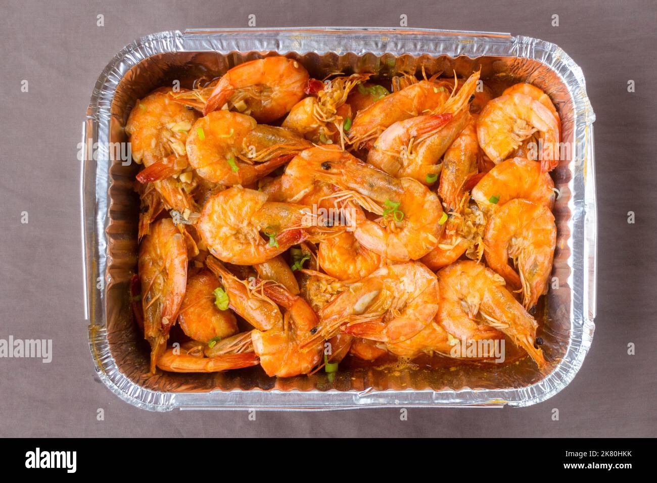 A tray of cooked shrimps at a local restaurant in Cebu, Philippines ...