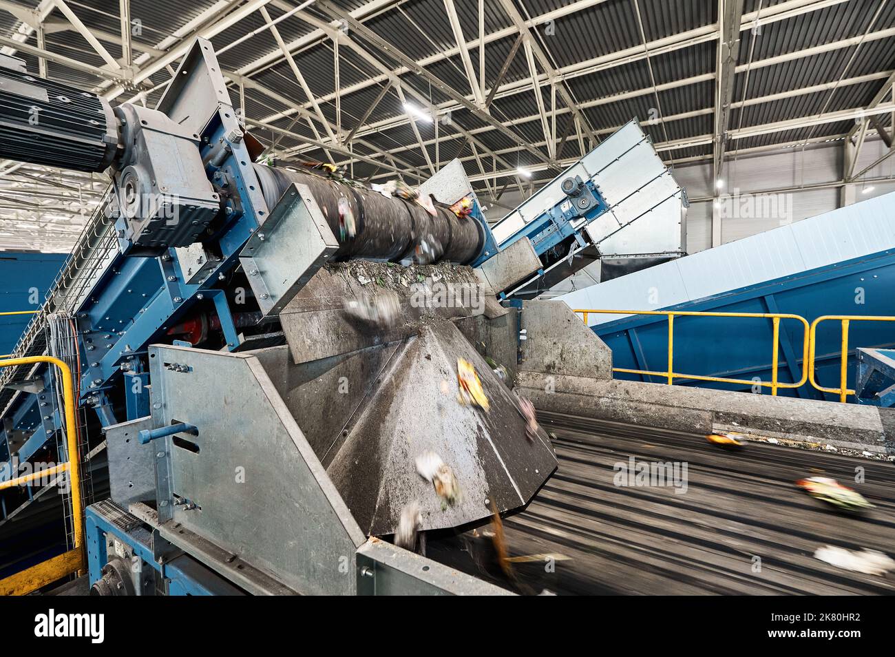 Production line with conveyors at waste recycling plant Stock Photo - Alamy