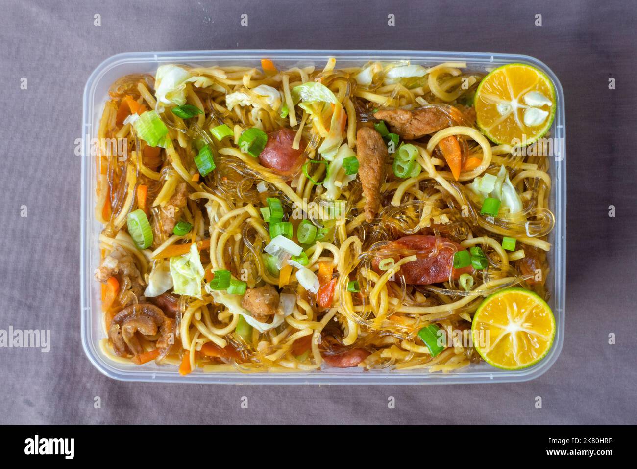 A tray of bam-i, a local noodle dish at a restaurant in Cebu ...
