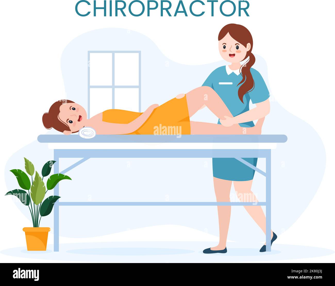 Chiropractor Flat Cartoon Hand Drawn Templates Illustration of Patient ...