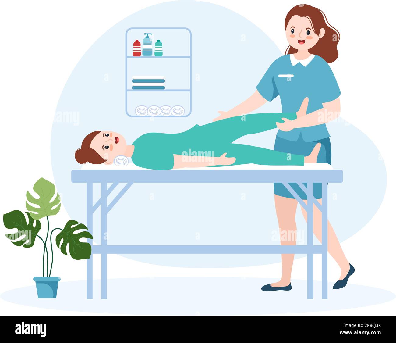 Chiropractor Flat Cartoon Hand Drawn Templates Illustration of Patient ...