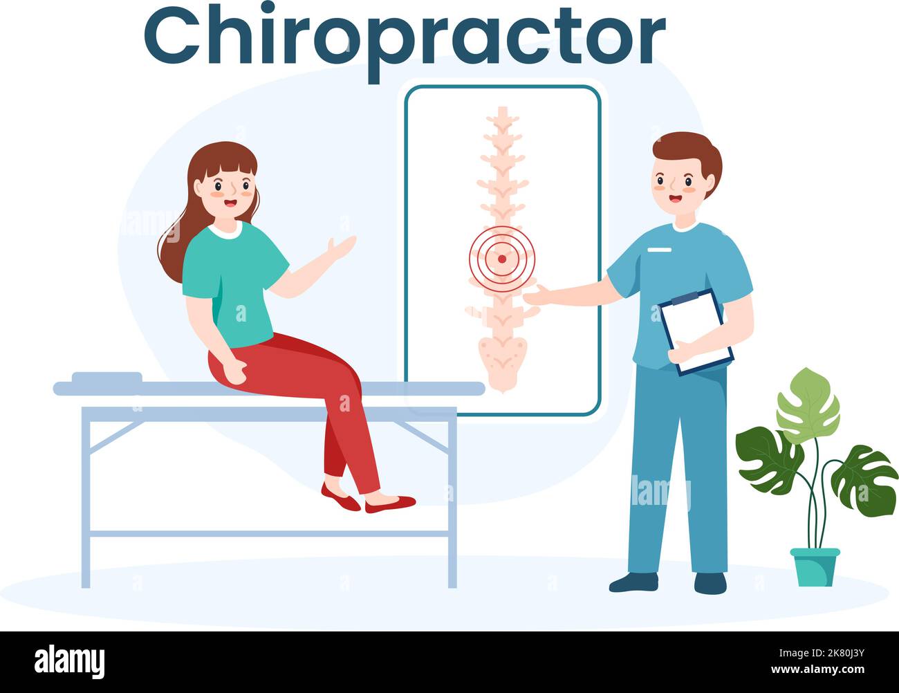 Chiropractor Flat Cartoon Hand Drawn Templates Illustration of Patient ...