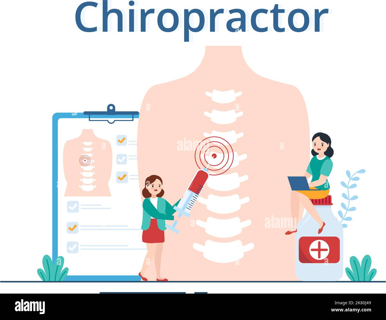 Chiropractor Flat Cartoon Hand Drawn Templates Illustration of Patient ...