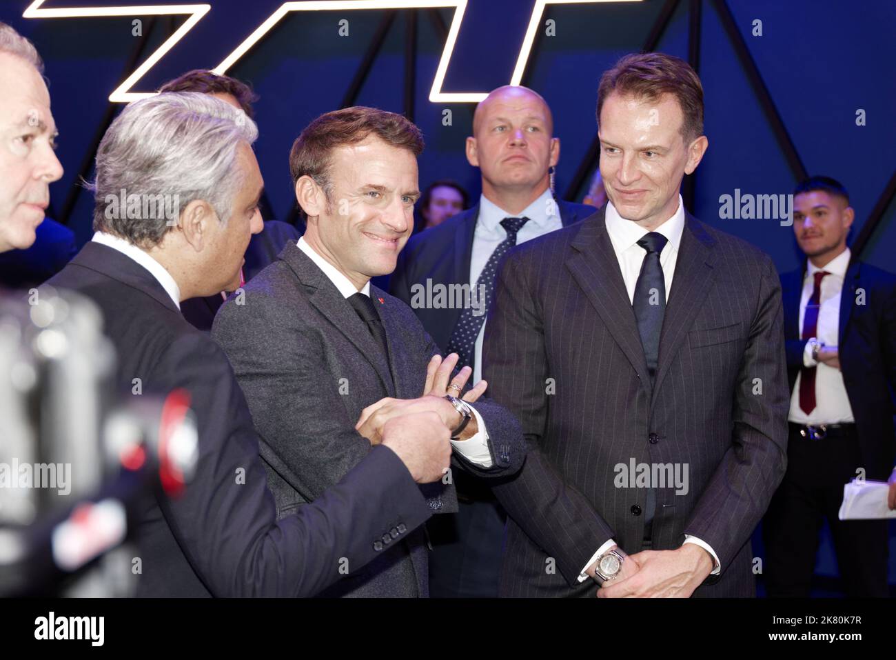 Paris, France. 17th Oct, 2022. French President Emmanuel Macron attends ...