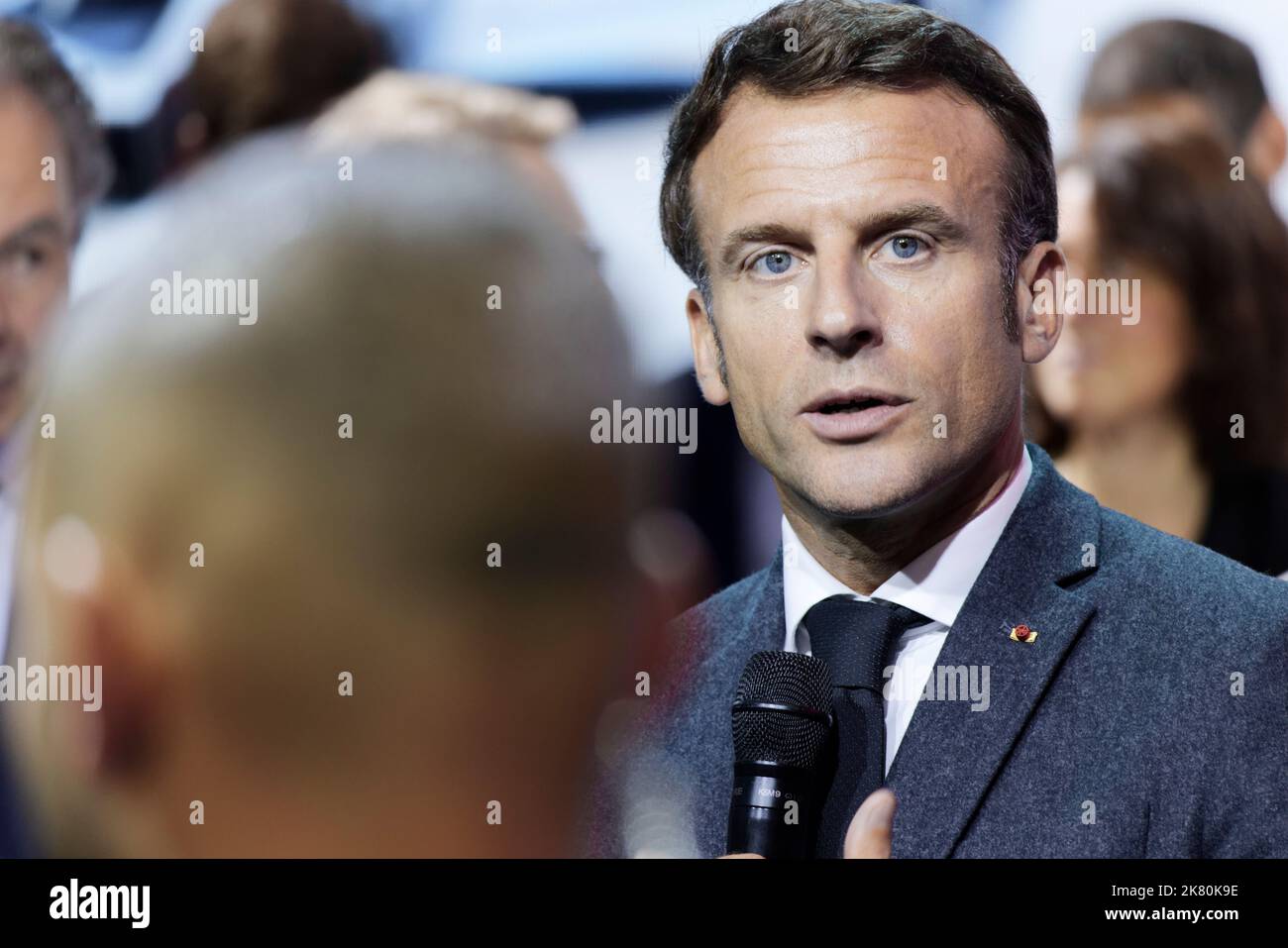 Paris, France. 17th Oct, 2022. French President Emmanuel Macron speaks ...