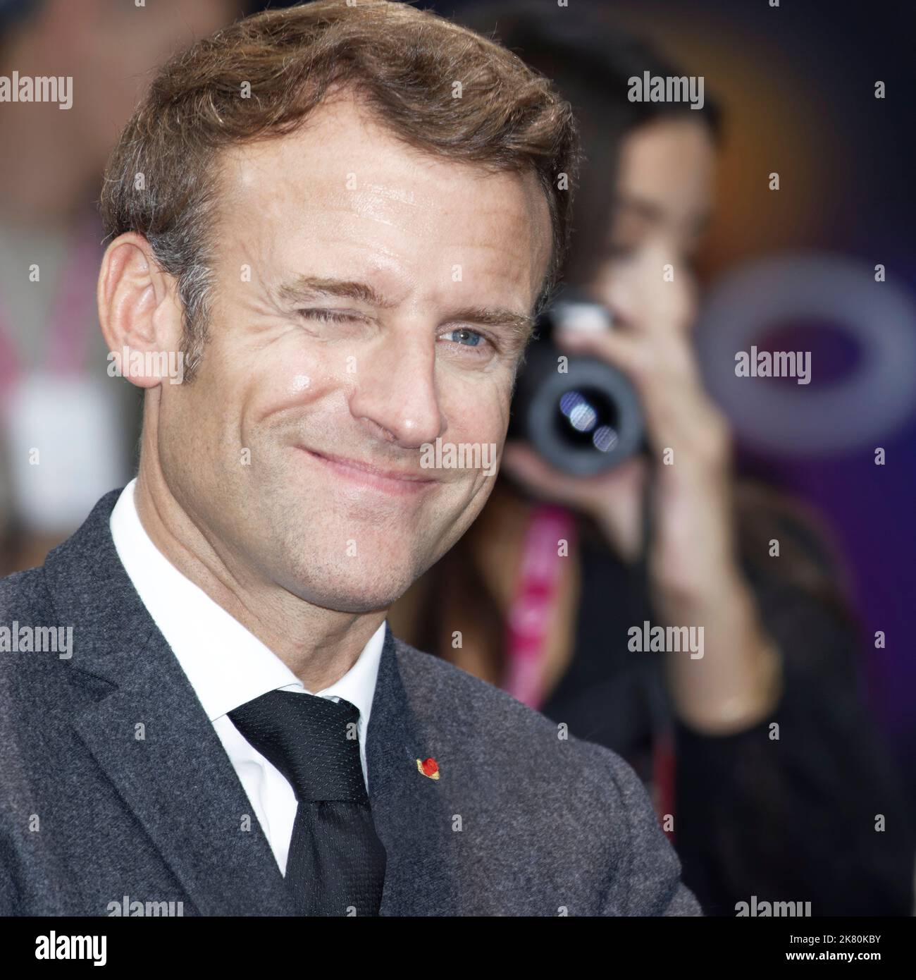 Paris, France. 17th Oct, 2022. French President Emmanuel Macron attends ...