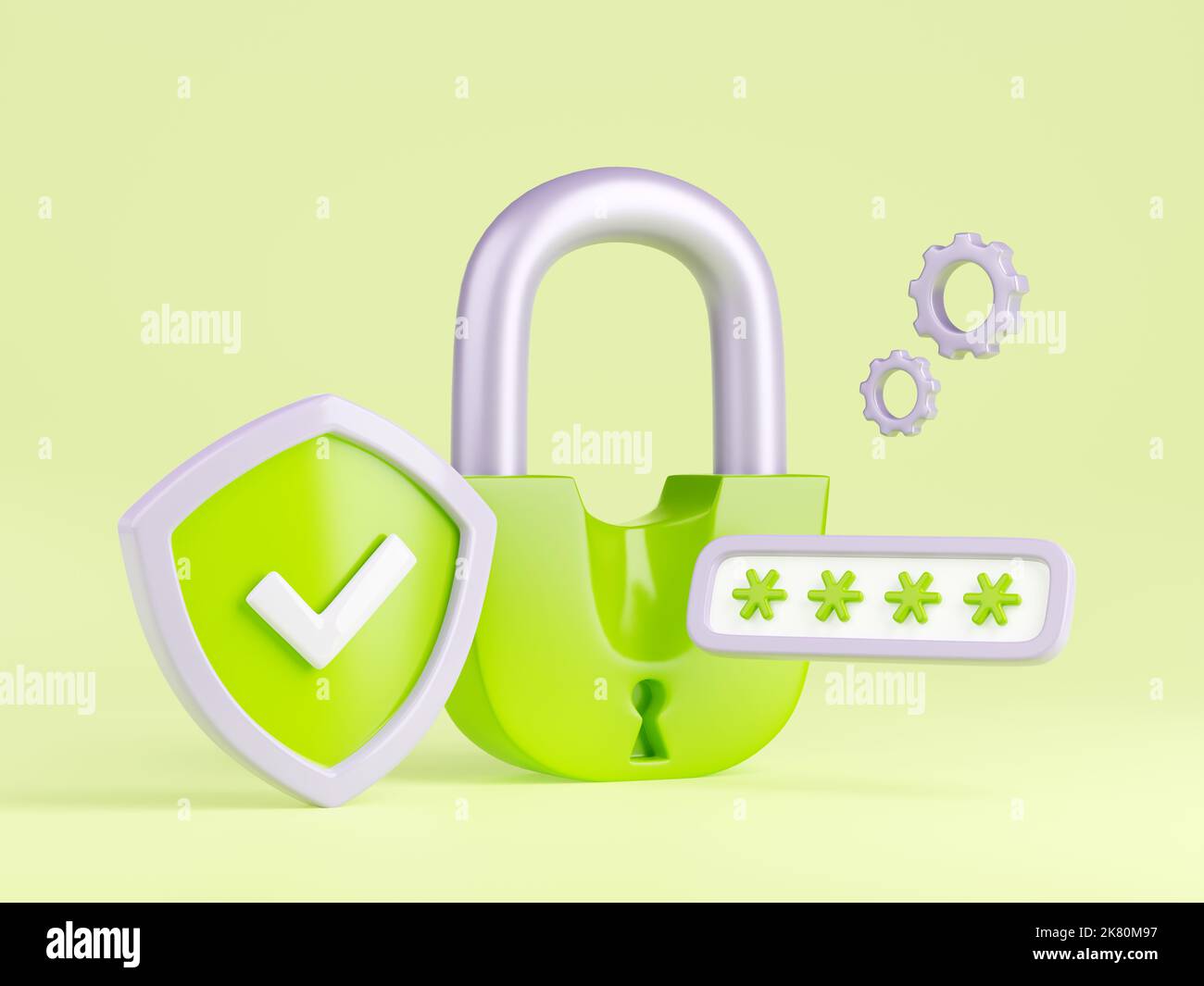 Good password 3d render, concept of privacy, secure data protection, computer or phone access ...