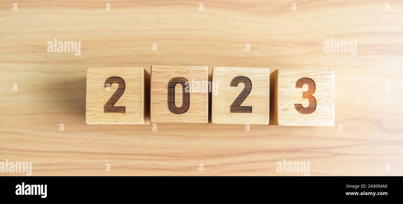 2023 year block on table background. goal, Resolution, strategy, plan ...
