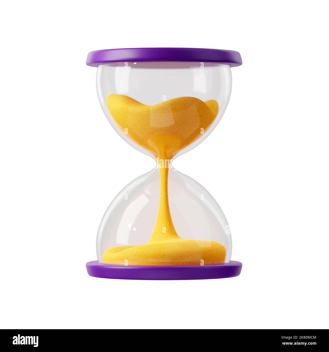 3D illustration of sand clock isolated on white background. Symbol of ...