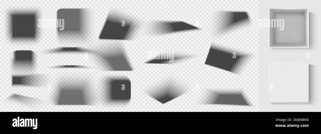 Square shadows overlay effect and open box mock up with lid top view ...