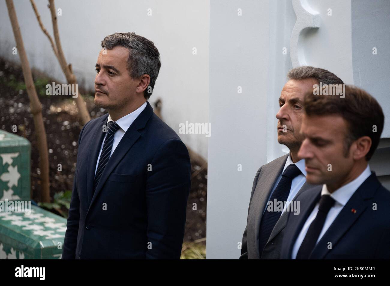 Former President Nicolas Sarkozy, Interior Minister Gerald Darmanin and ...