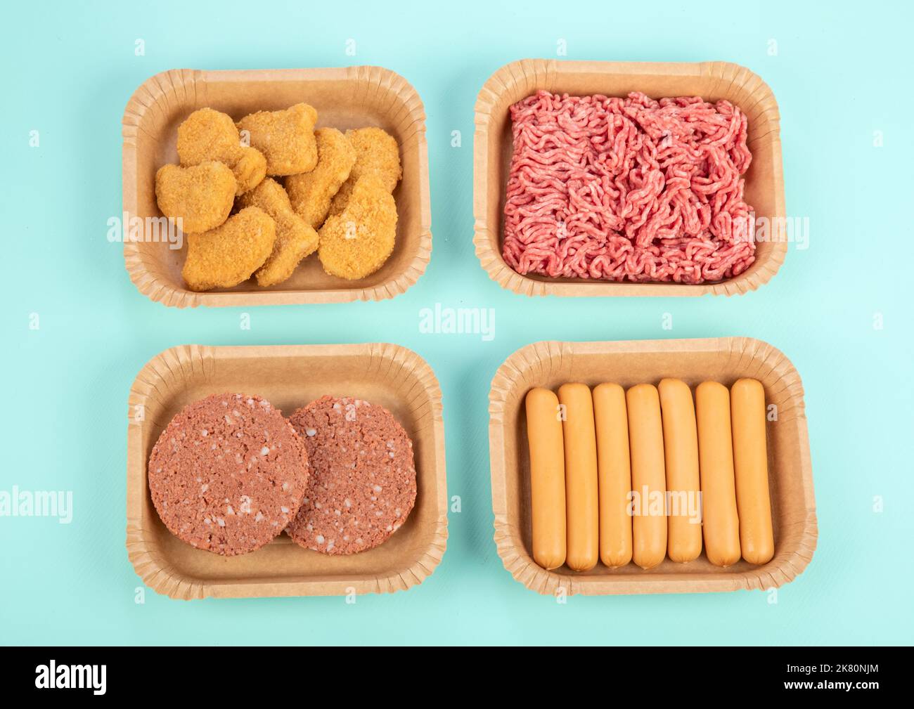 Variety of plant based meat. Plant based vegetarian alternative meat ...