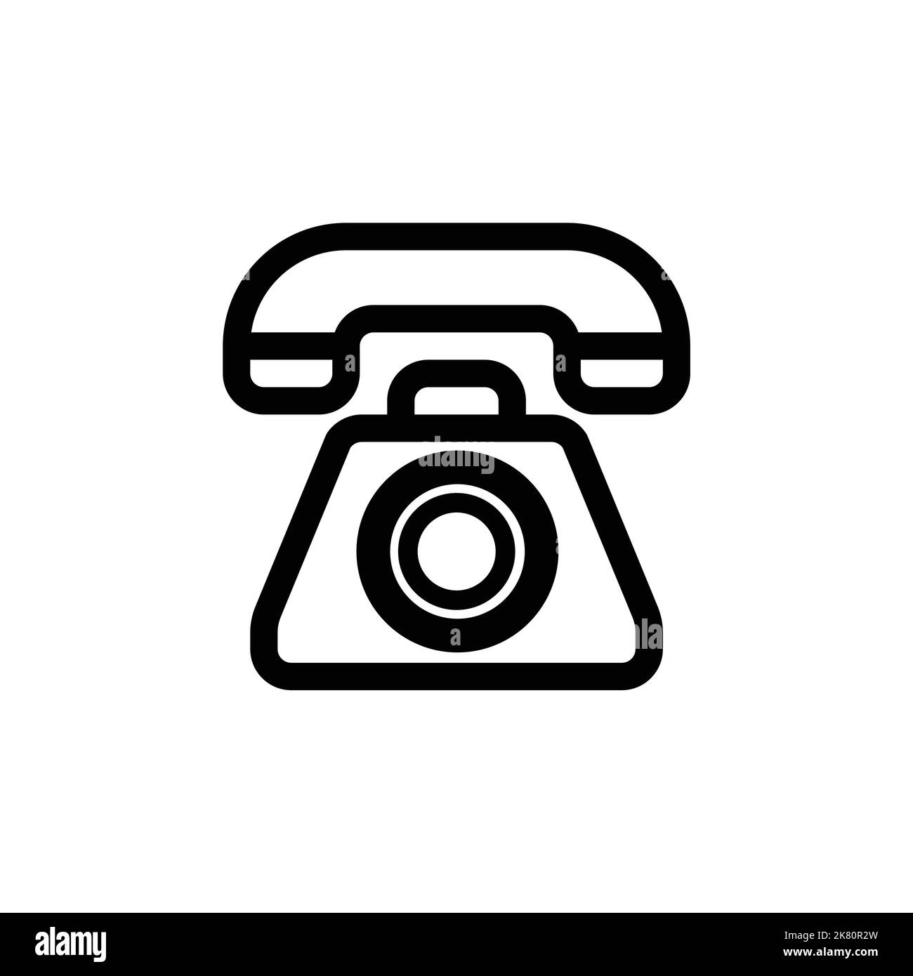 Telephone black flat icon, logo in outline shape vector illustration on ...