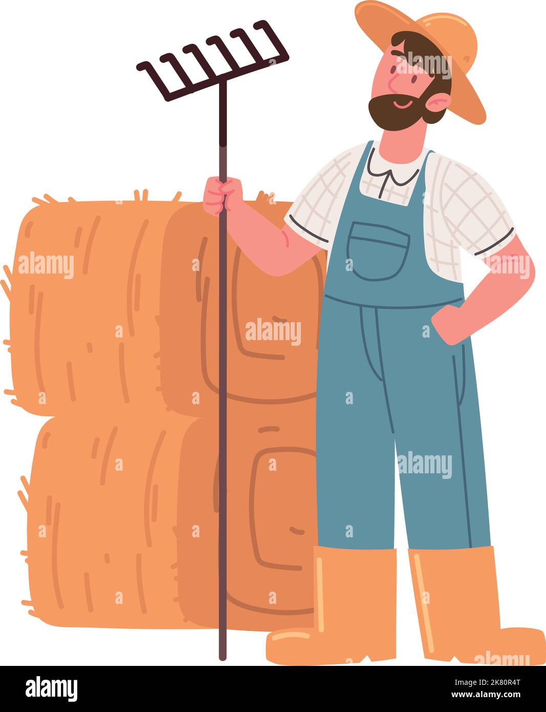 farmer with pitchfork and haystack Stock Vector Image & Art - Alamy