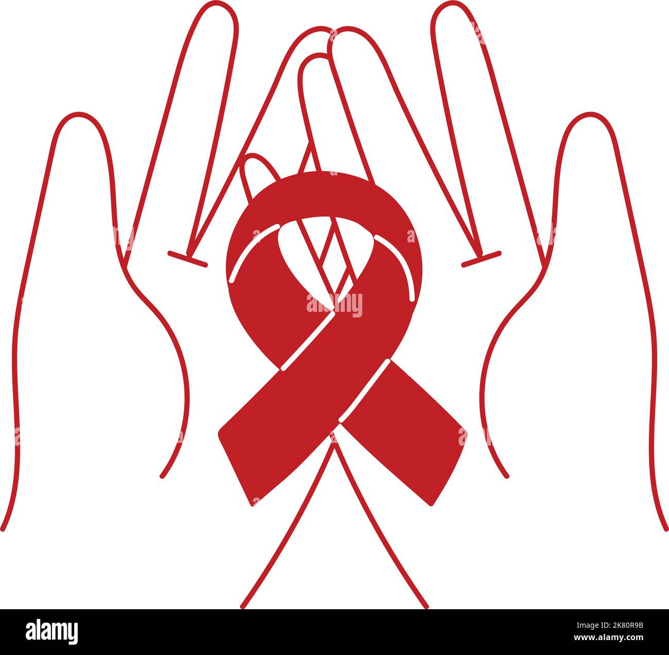Hands red ribbon aids hiv awareness Cut Out Stock Images & Pictures - Alamy