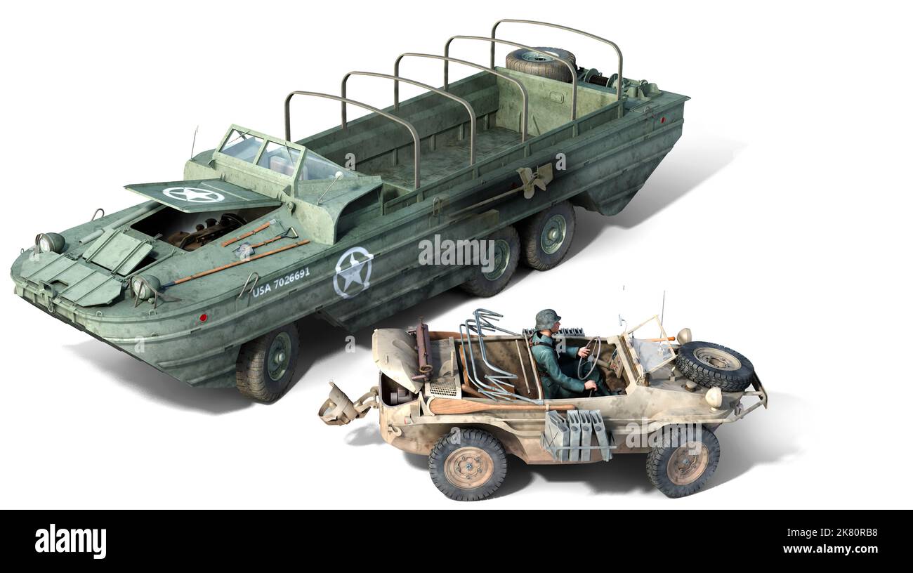 Illustrative comparison between two ampibious vehicles; the American ...