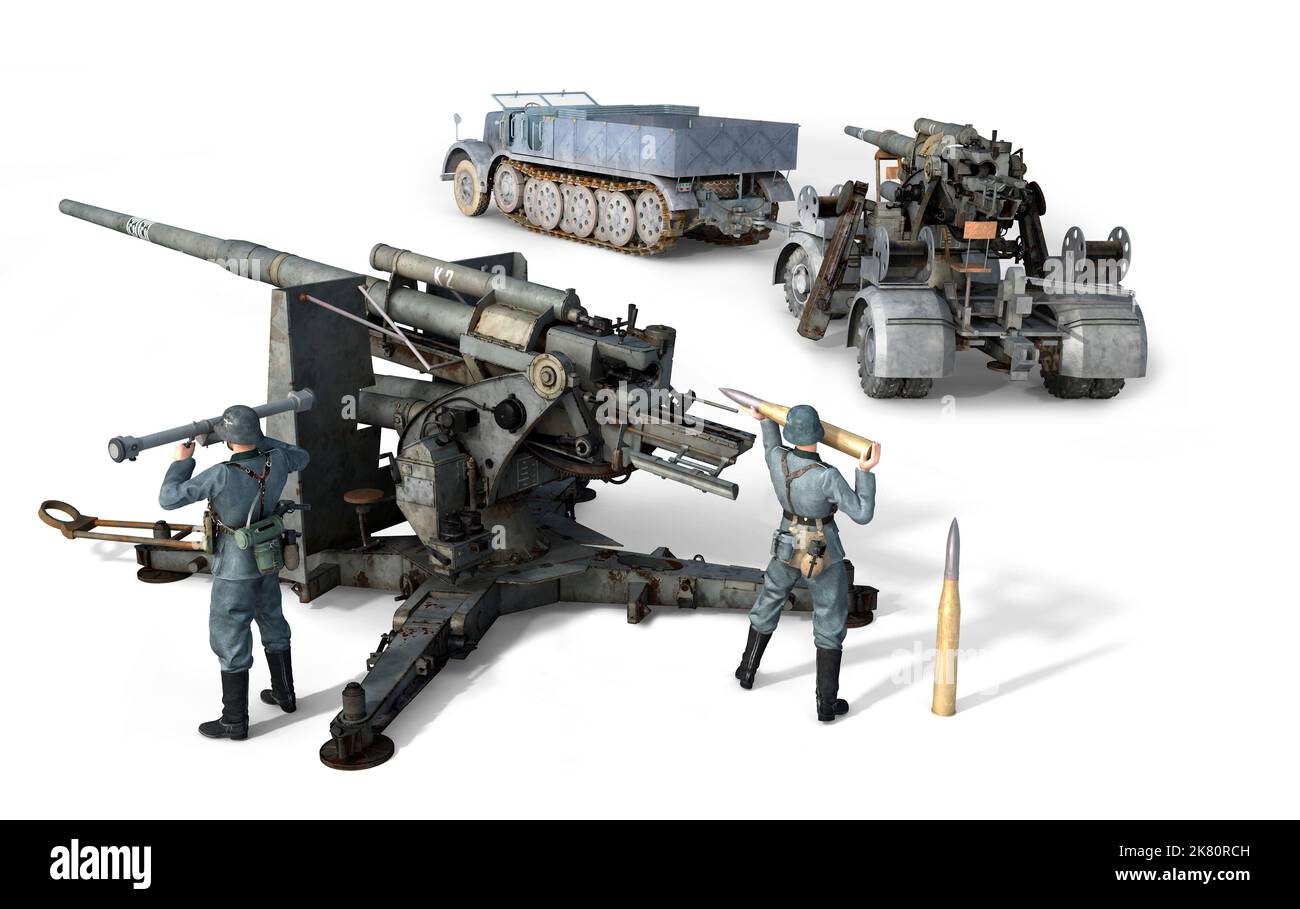 Here is an 88mm flak 36 with its towing vehicle Cut Out Stock Images ...