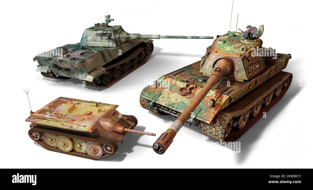 Illustration of the German small tank destroyer E10, the heavy tank E75 ...