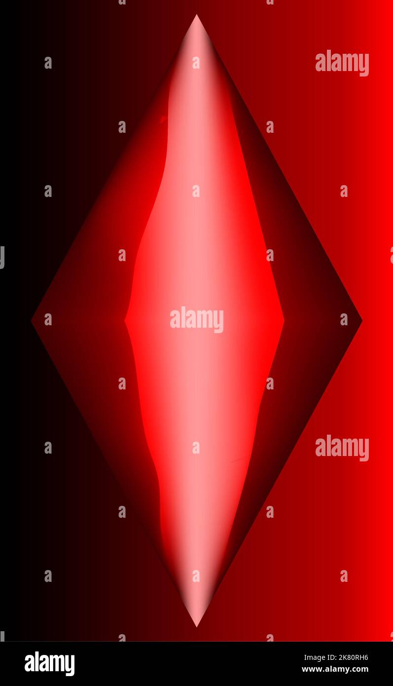 A 3D diamond shape, three dimensional drawing, three dimensional red ...