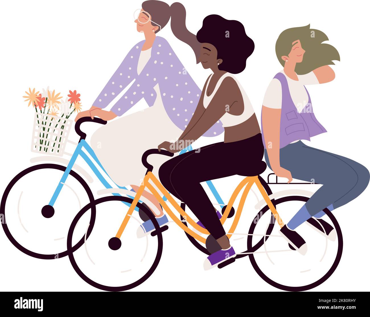 group women riding a bicycles Stock Vector Image & Art - Alamy