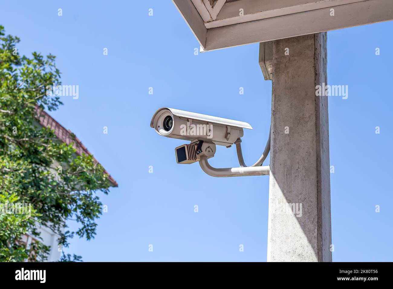 CCTV camera installed outside the building safety protection concept ...