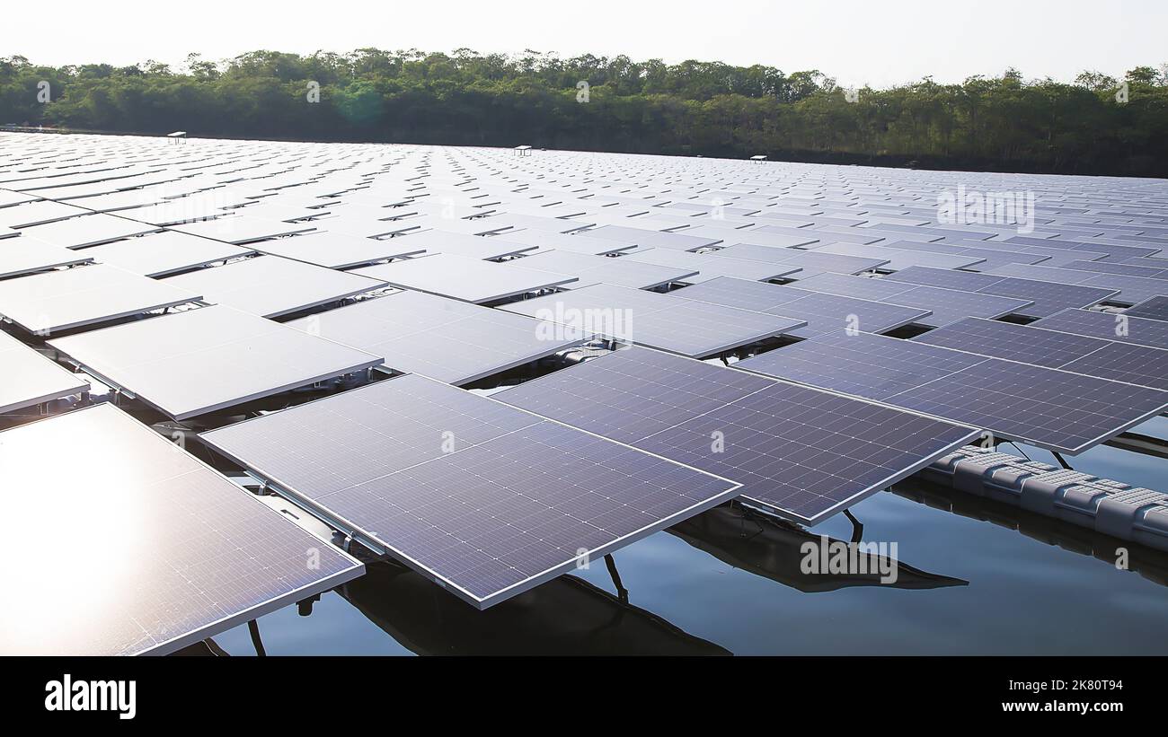 Clean energy concept of floating photovoltaic power plants Stock Photo ...