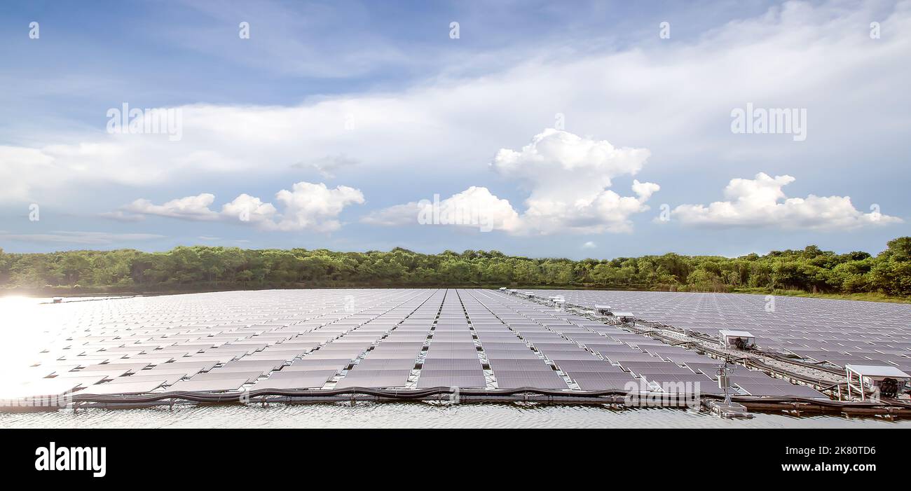 Clean energy concept of floating photovoltaic power plants Stock Photo ...