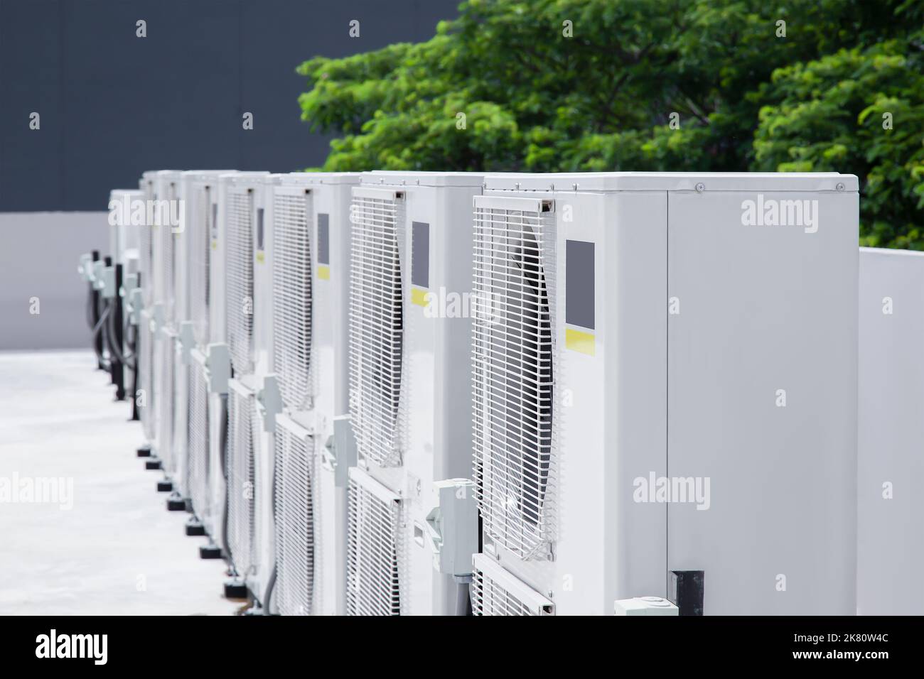 Air conditioning (HVAC) installed on the roof of industrial buildings ...