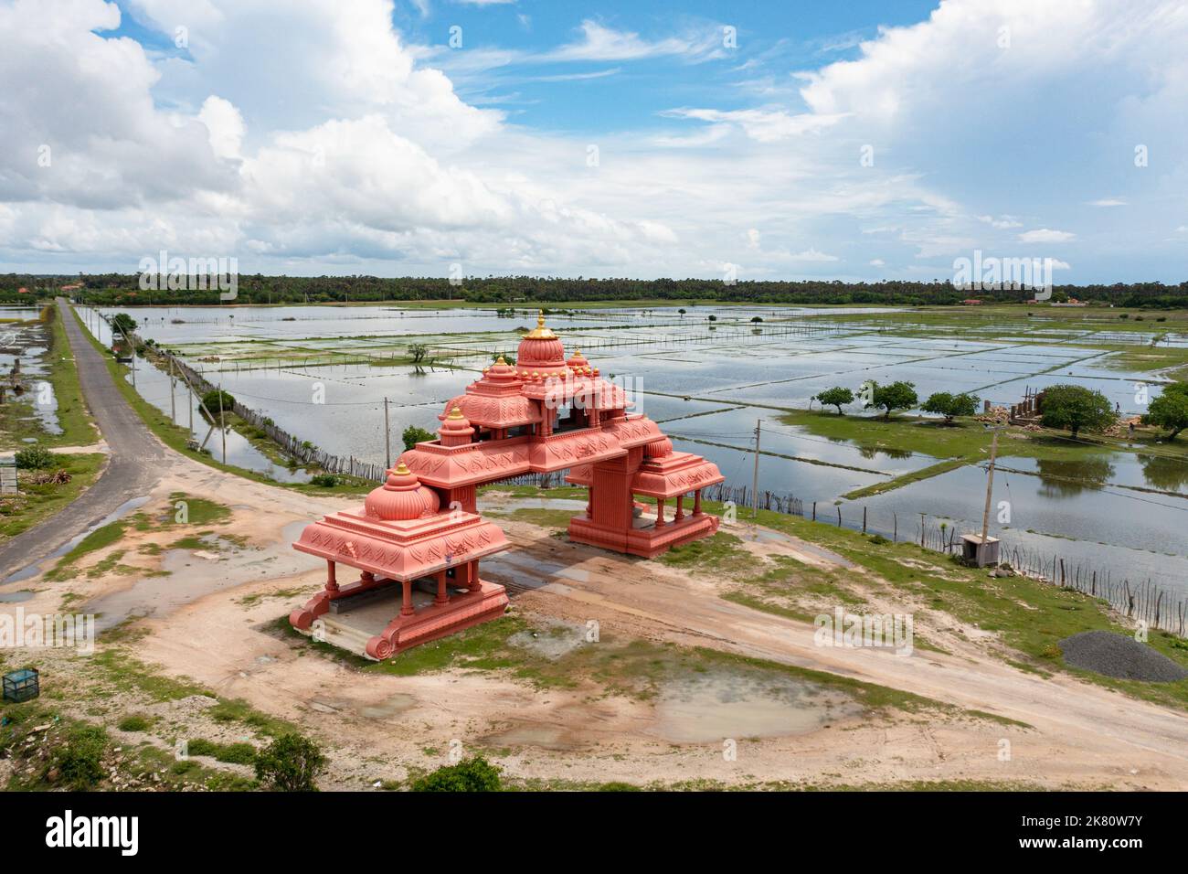 Gates a prelude to the temple among the rice fields. Sri Lanka Stock ...