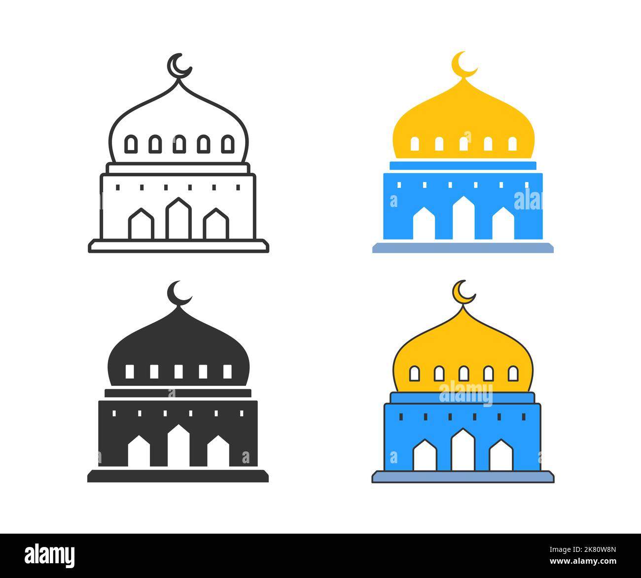 Islamic mosque icon. Vector illustration isolated on white background ...