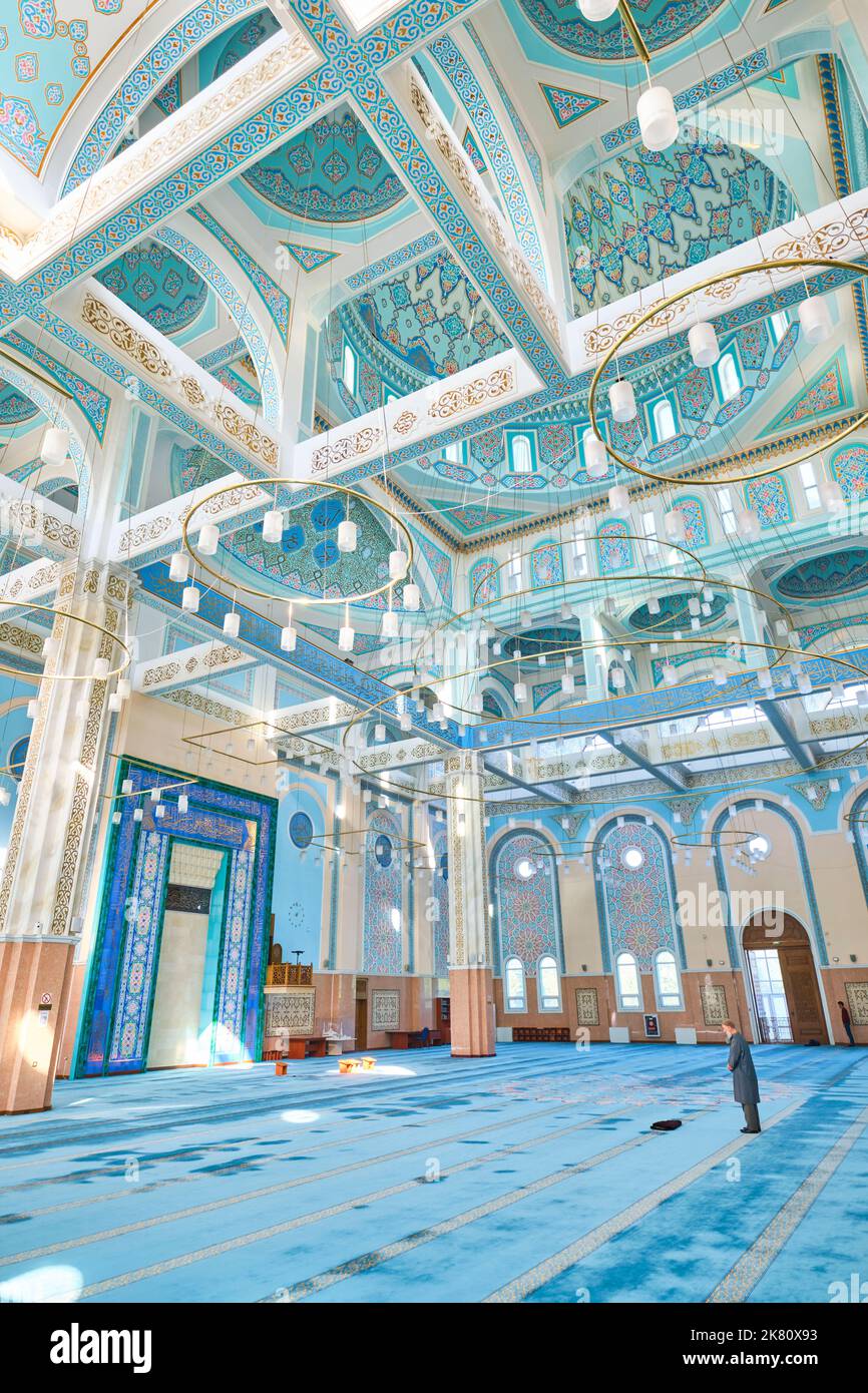 Interior view of the soaring blue, traditional, landmark Nur Astana ...