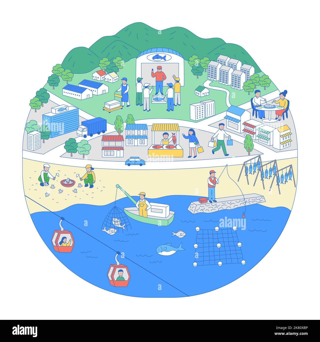 Village town fishing Cut Out Stock Images & Pictures - Alamy