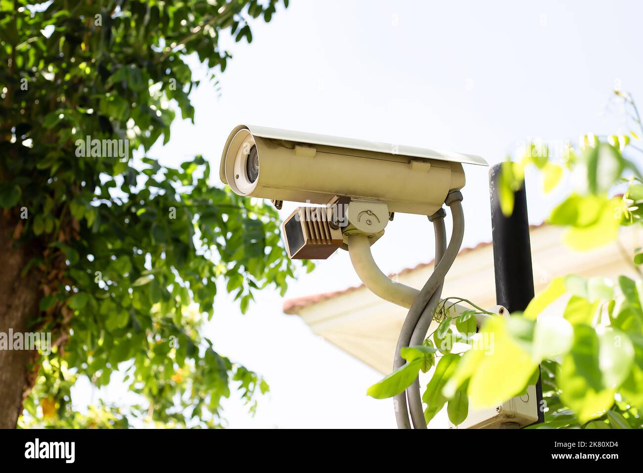 CCTV cameras installed outside the building safety protection concept ...