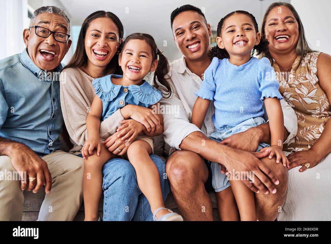 Happy, big family and portrait smile for relationship happiness in ...