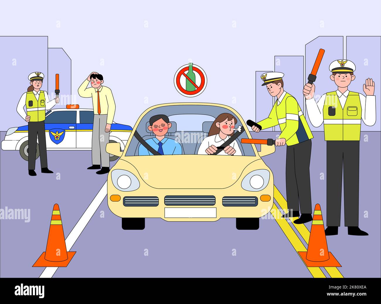 Illustration man driving car drunk hi-res stock photography and images ...