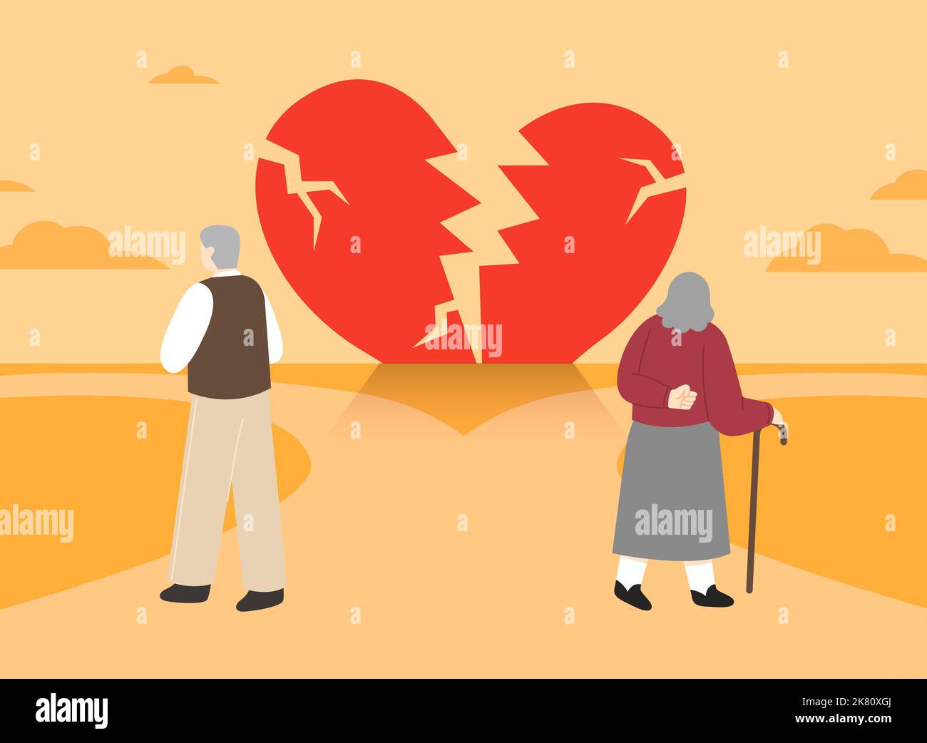 drawing of characters, couples after divorce, breakup Stock Photo - Alamy