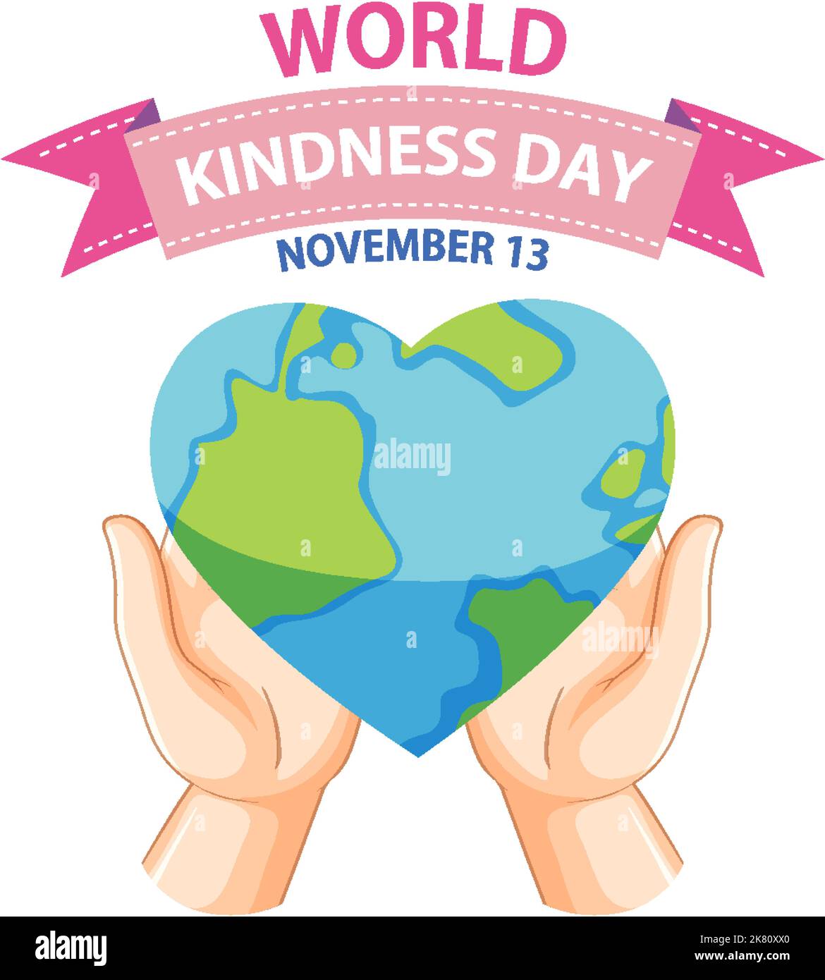 Earth in heart shape in world kindness day concept illustration Stock ...