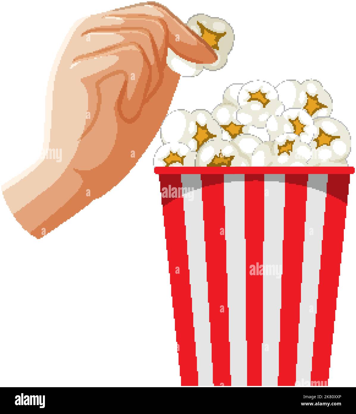 Hand picking popcorn from bucket illustration Stock Vector Image & Art ...