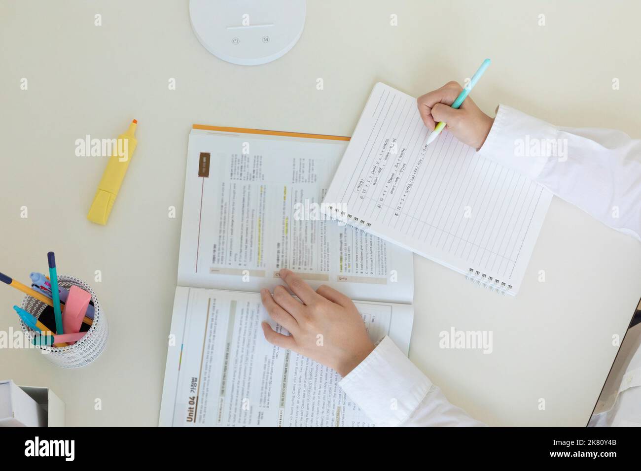 studying at home, study desk setup studying while taking notes Stock ...