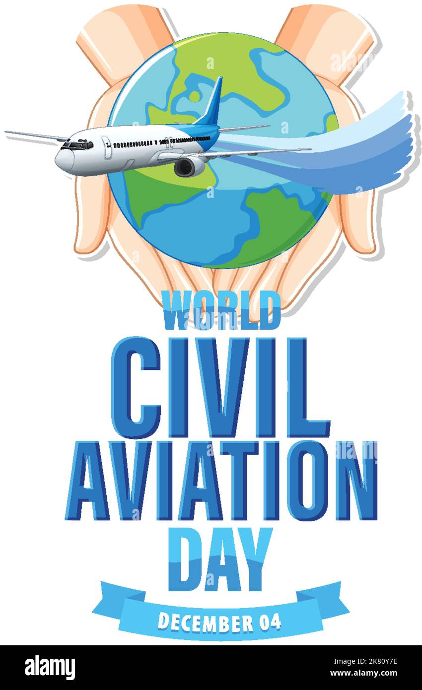 World civil aviation text for poster or banner design illustration ...