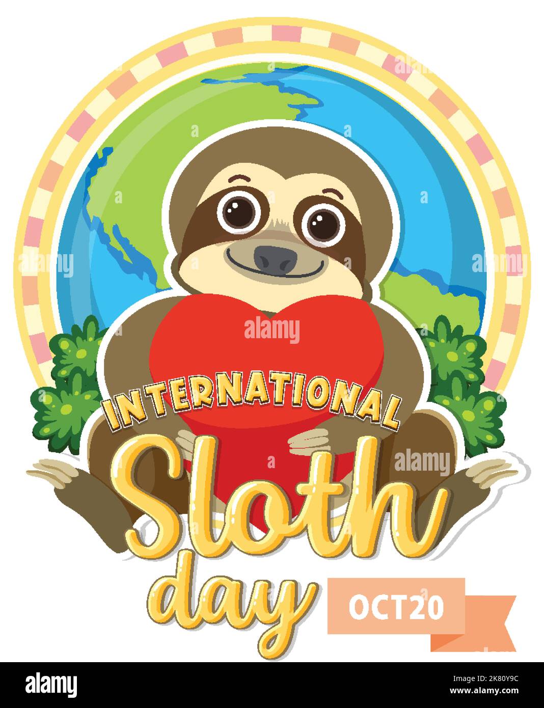 International sloth day banner concept vector illustration Stock Vector ...