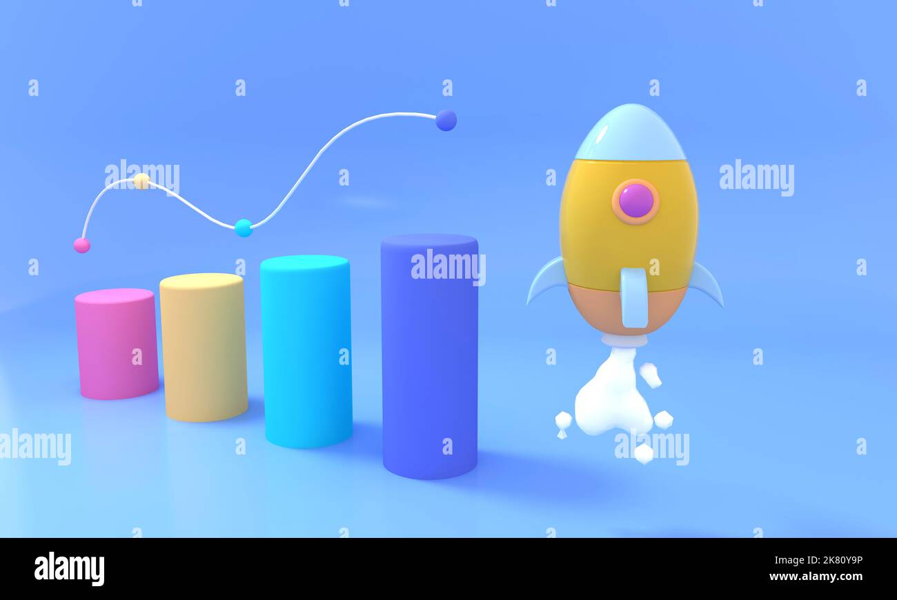 3d rendering economic stock market growth or decline concept ...