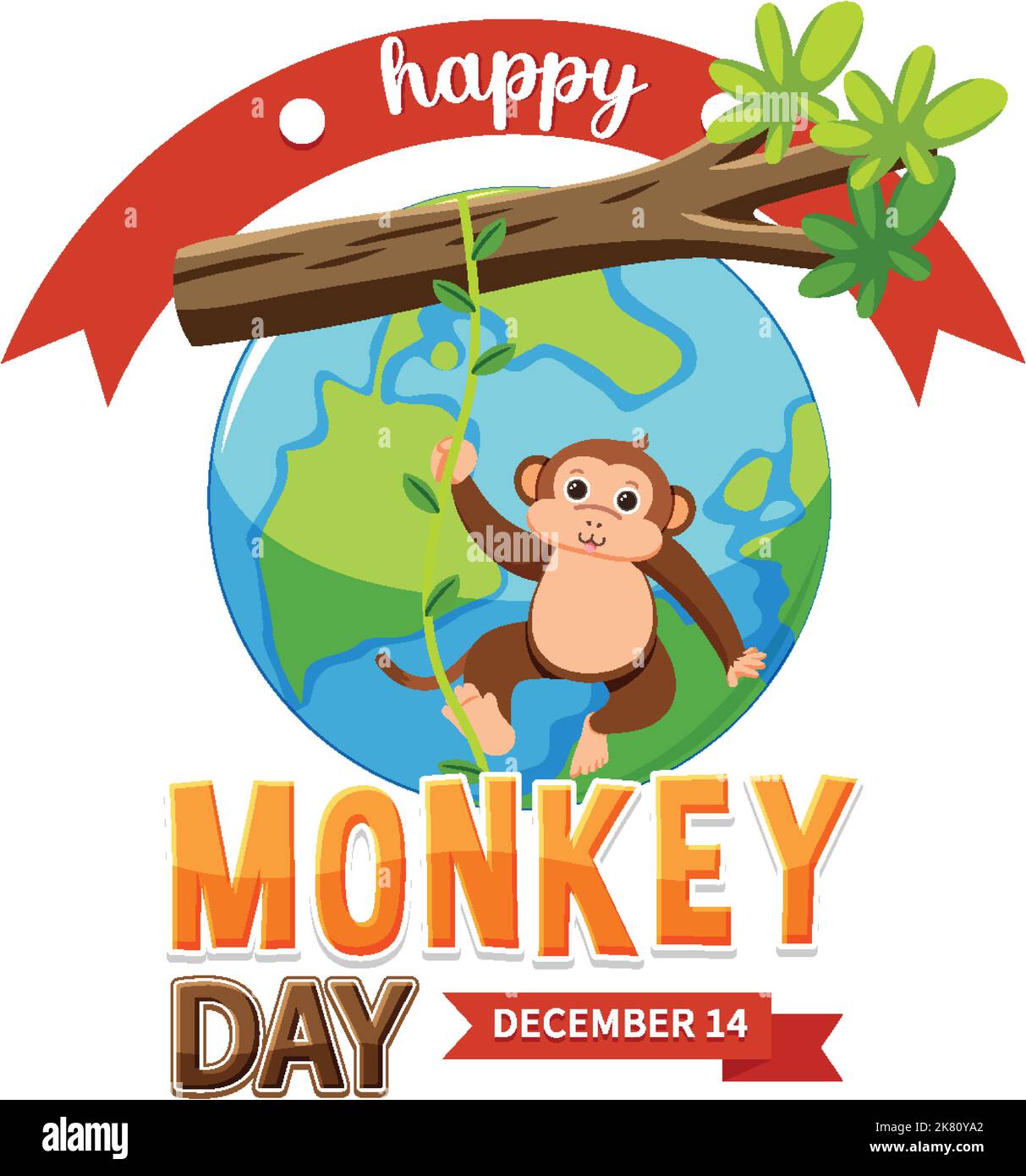 Monkey day text banner design illustration Stock Vector Image & Art - Alamy